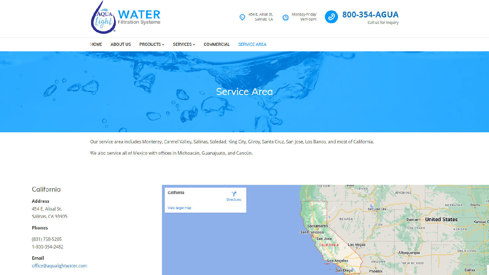Service Area - Aqualight Water